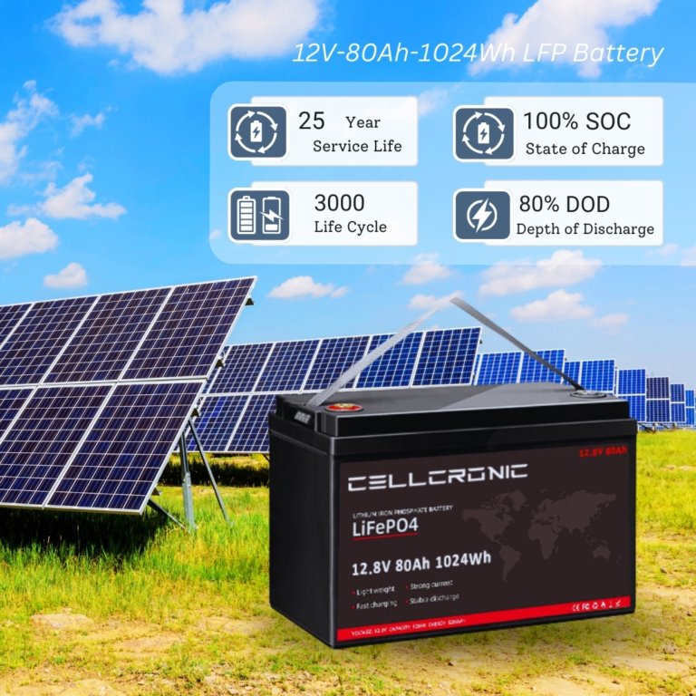 12V-80Ah-1024Wh LFP Battery - Cellcronic