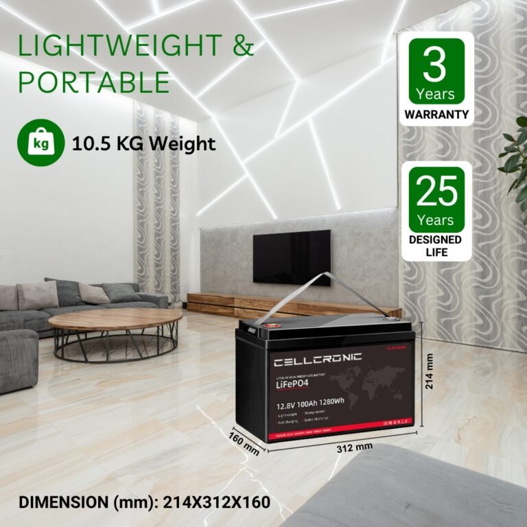 12V-100Ah-1280Wh LiFePo4 Battery - Cellcronic