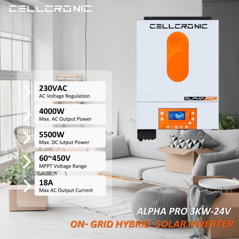 ALPHA PRO 3KW-24V Single MPPT On- Grid hybrid Inverter - Cellcronic